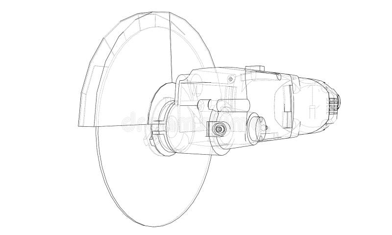 Outline Electric Angle Grinder. Vector Stock Vector - Illustration of ...