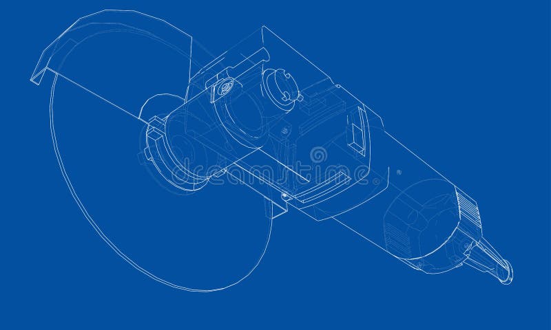 Outline Electric Angle Grinder. Vector Stock Vector - Illustration of ...