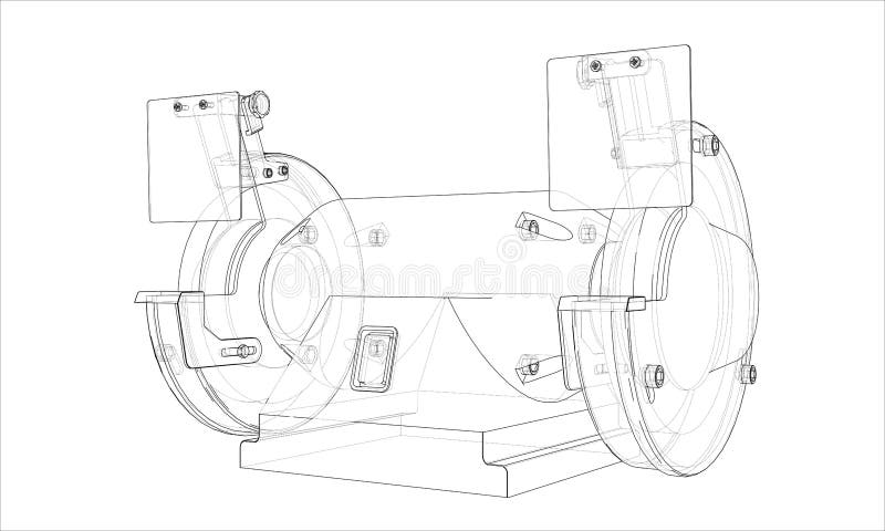 Outline Electric Grindstone Stock Illustration - Illustration of line ...