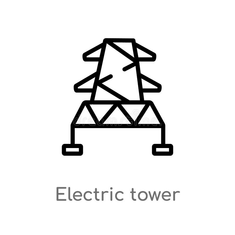 Outline Electric Tower Vector Icon. Isolated Black Simple Line Element ...