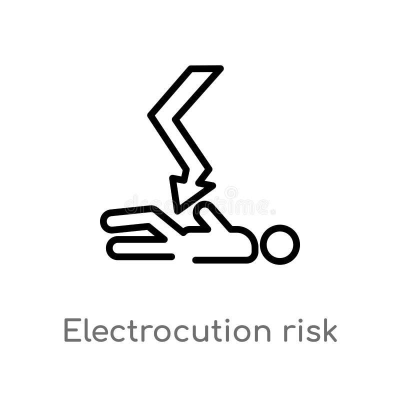 Outline Electrocution Risk Vector Icon. Isolated Black Simple Line ...