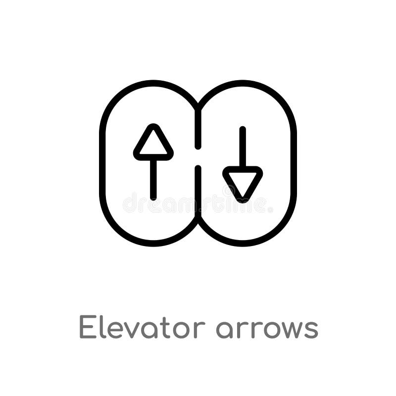 Outline Elevator Arrows Vector Icon. Isolated Black Simple Line Element ...