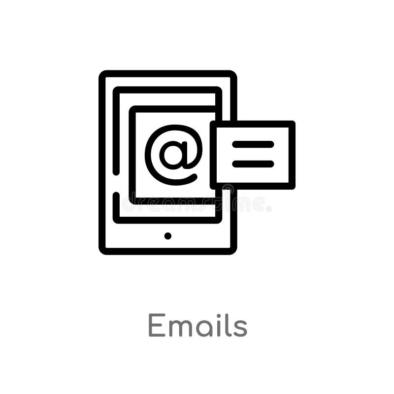 Emails Outline Vector Icon. Thin Line Black Emails Icon, Flat Vector ...