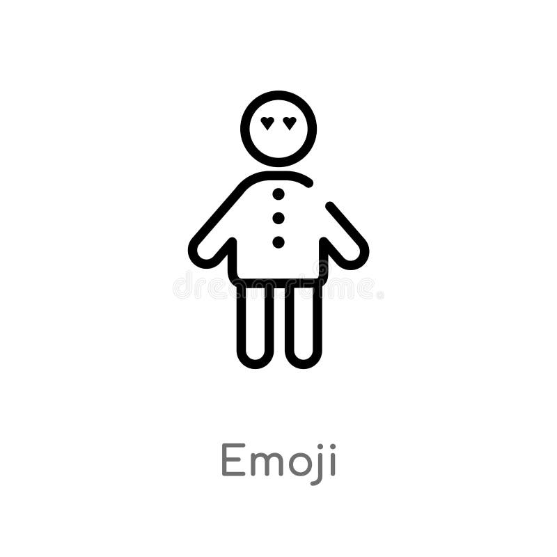 Outline Emoji Vector Icon Isolated Black Simple Line Element