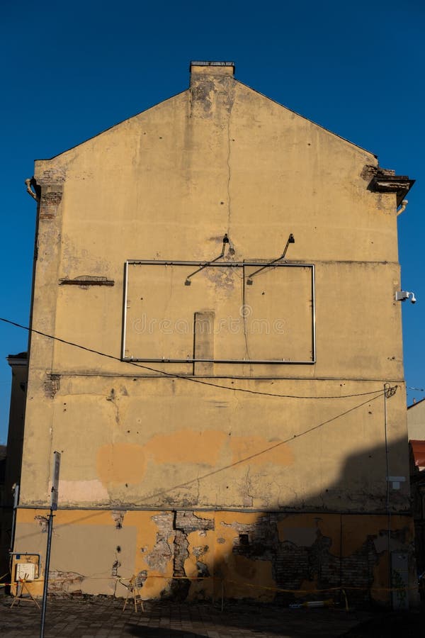 An Outline of an Empty Billboard on the Wall of an Old Building Stock ...