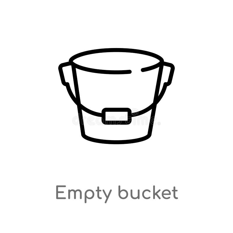 Outline Empty Bucket Vector Icon. Isolated Black Simple Line Element ...