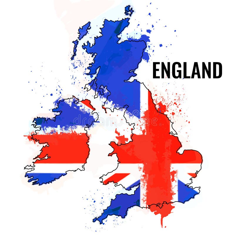 The Outline of the England with a Watercolor Flag Inside. Vector ...