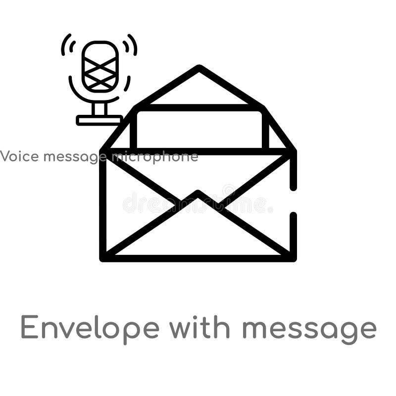 Outline Envelope with Message Vector Icon. Isolated Black Simple Line ...