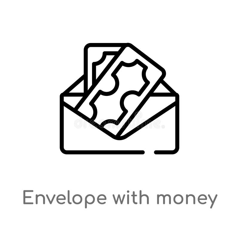 Outline Envelope with Money Inside Vector Icon. Isolated Black Simple ...