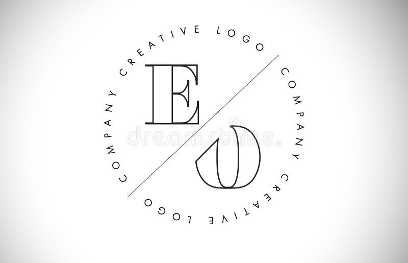 Outline EO E O Letter Logo with Cut and Intersected Design and Circled ...
