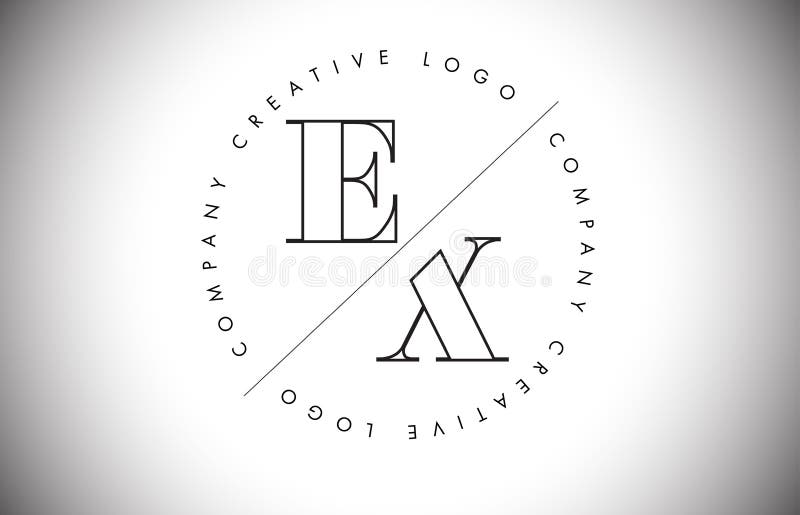 Outline EX E X Letter Logo with Cut and Intersected Design and Circled ...