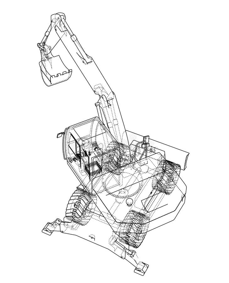 Excavator Isolated Wireframe Stock Illustrations – 588 Excavator ...