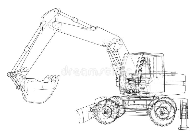 Outline excavator isolated stock vector. Illustration of dredge - 72888043