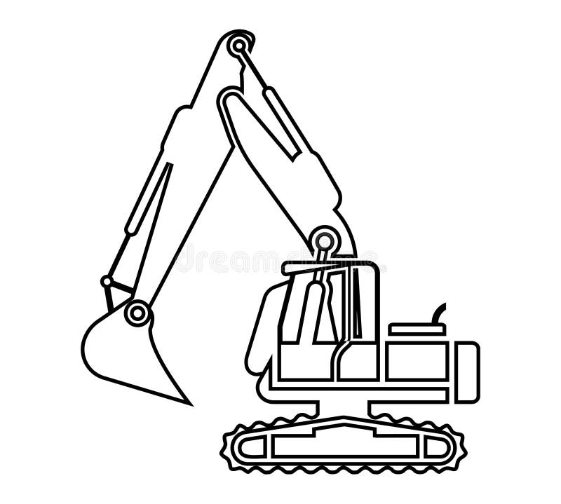 Outline of Excavator Machinery for Construction Projects Stock Vector ...