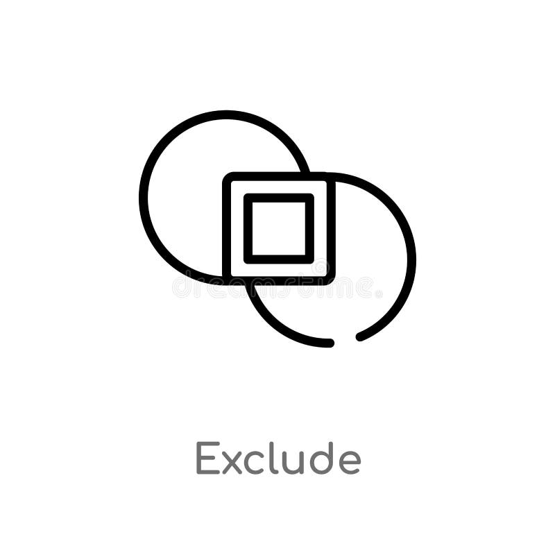Exclude Outline Vector Icon. Thin Line Black Exclude Icon, Flat Vector ...