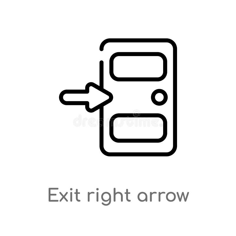 Outline Exit Right Arrow Vector Icon. Isolated Black Simple Line ...