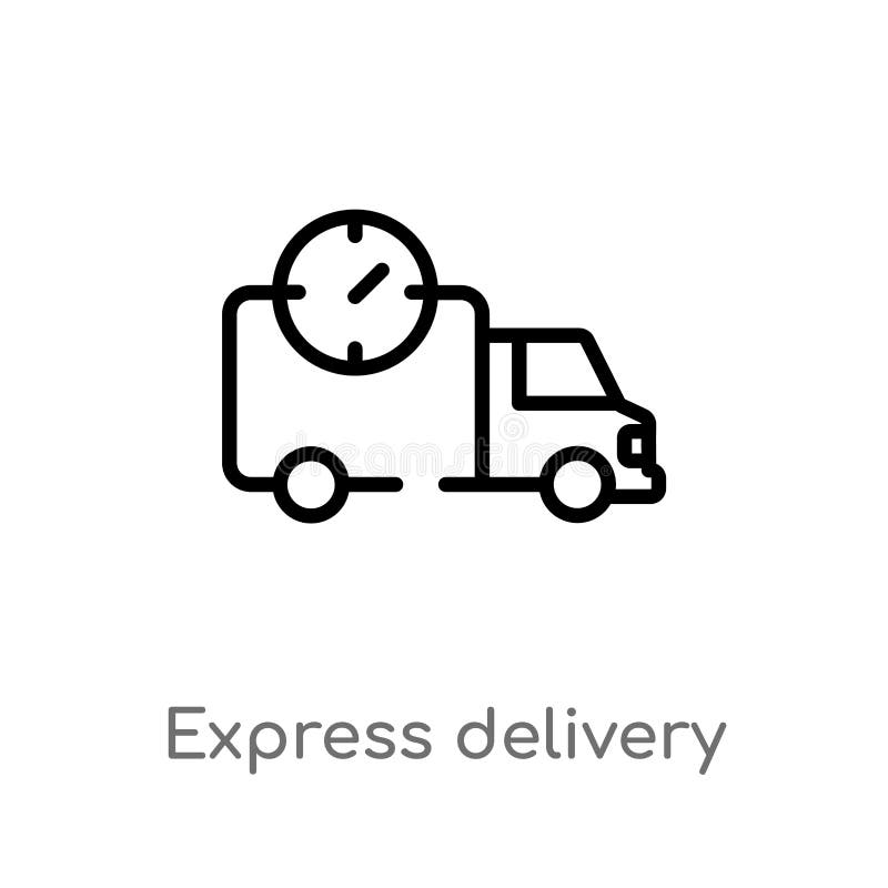 Outline Express Delivery Vector Icon. Isolated Black Simple Line ...