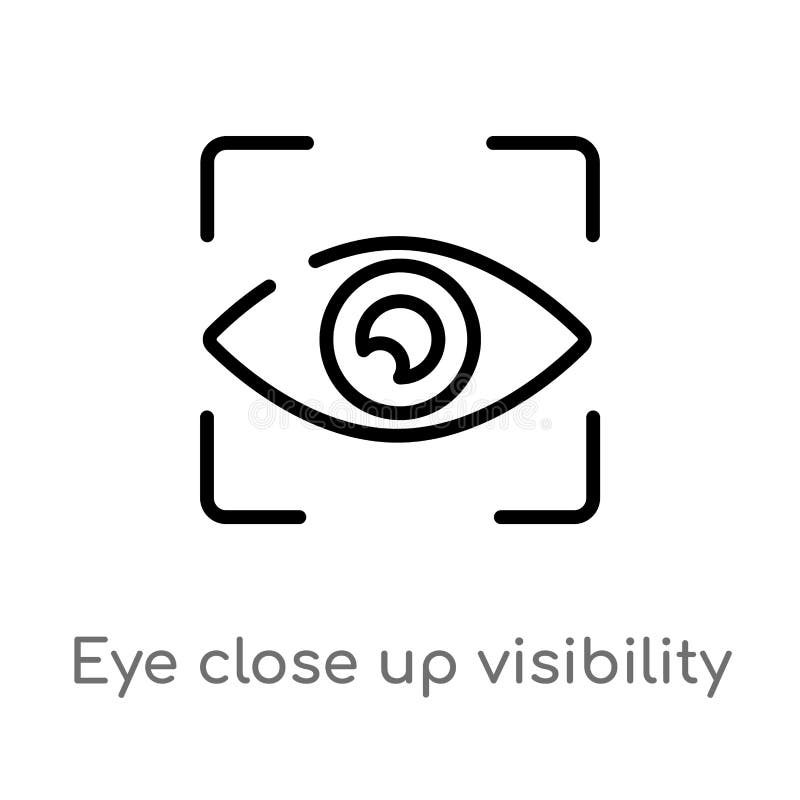 Outline Eye Close Up Visibility Button Vector Icon. Isolated Black ...