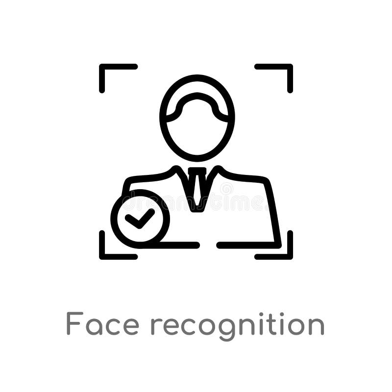 Outline Face Recognition Vector Icon. Isolated Black Simple Line ...