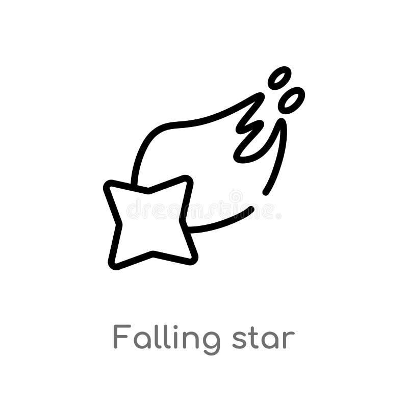 Outline Falling Star Vector Icon. Isolated Black Simple Line Element ...
