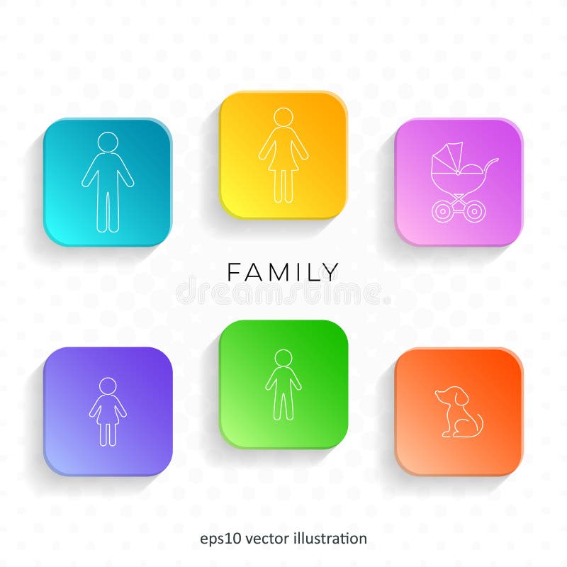Family Infographic Icons Collection Stock Vector - Illustration of ...