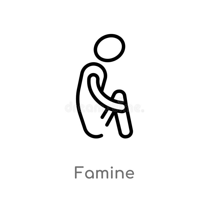 Outline Famine Vector Icon. Isolated Black Simple Line Element ...