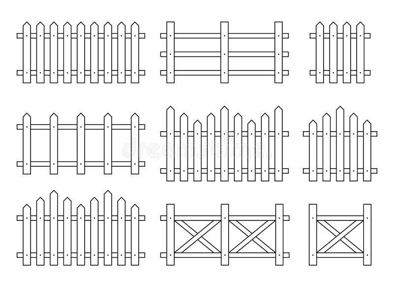 Outline Fence in Flat Style Vector Illustration Isolated on White Stock ...