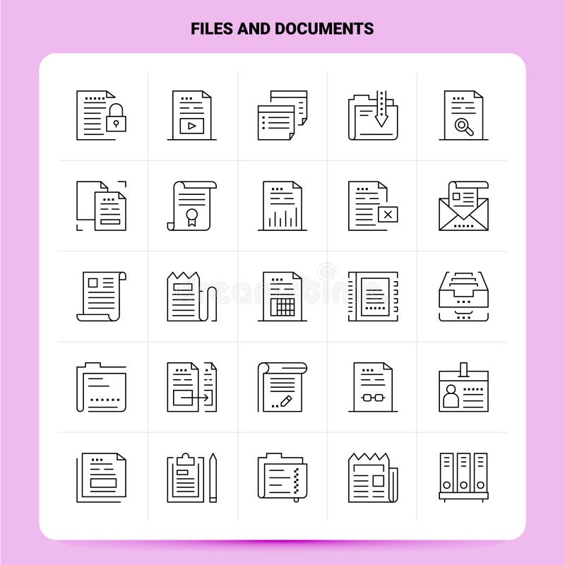 OutLine 25 Files and Documents Icon Set. Vector Line Style Design Black ...