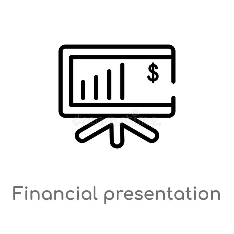 Outline Financial Presentation Vector Icon. Isolated Black Simple Line ...