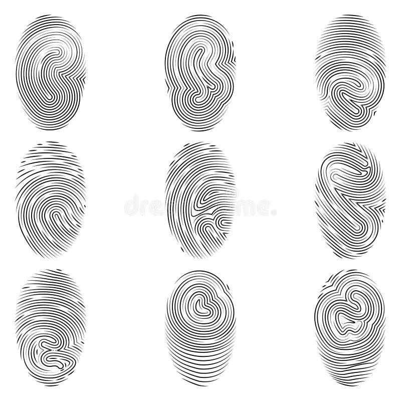 Outline Fingerprint Flat Vector Icon. Identification of Person Stock ...