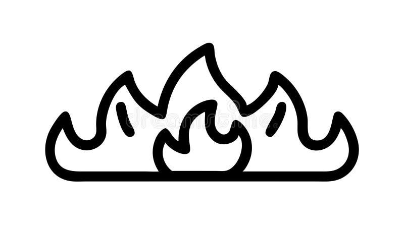 Outline Fire Flames Icon Vector, Burning Heat Danger Symbol Art, Vector ...