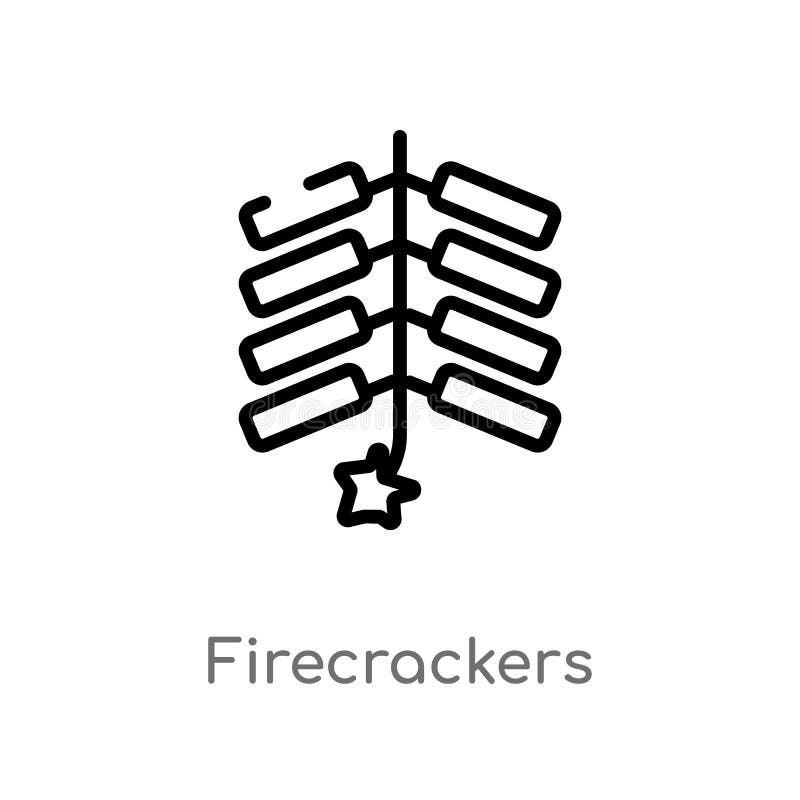 Outline Firecrackers Vector Icon. Isolated Black Simple Line Element Illustration from Asian ...