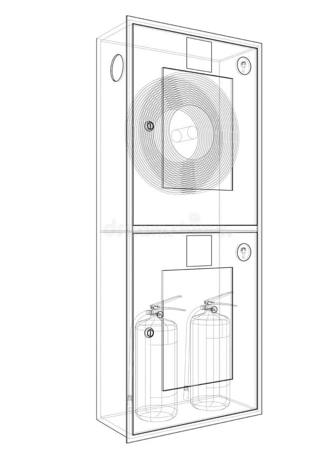 Firefighter Tool in Fire Hose Cabinet Stock Illustration - Illustration ...
