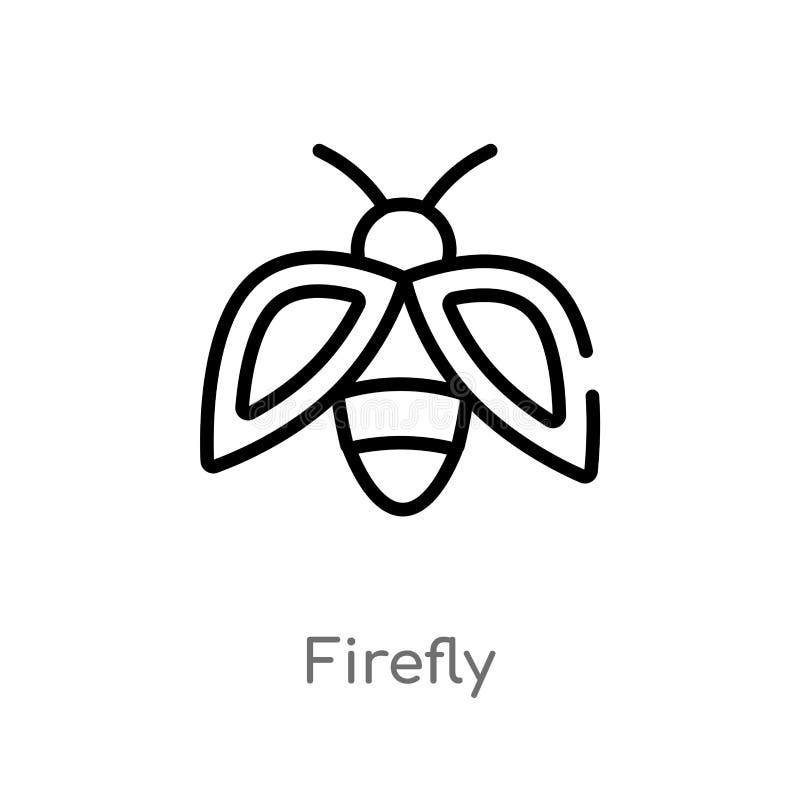 Outline Firefly Vector Icon. Isolated Black Simple Line Element ...