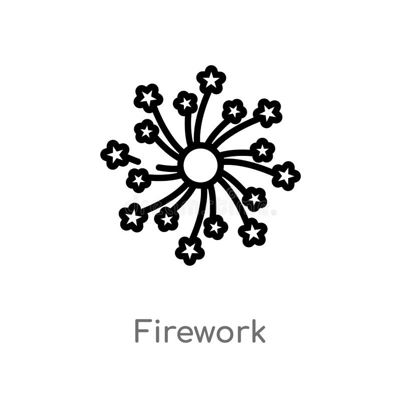 Outline Firework Vector Icon. Isolated Black Simple Line Element ...