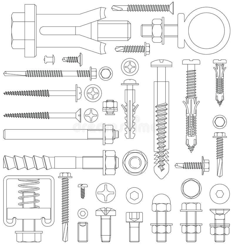 Outline fixings stock vector. Illustration of anchor - 98547242