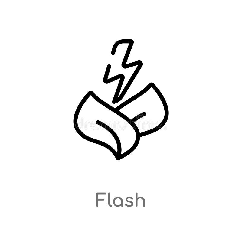 Outline Flash Vector Icon. Isolated Black Simple Line Element ...