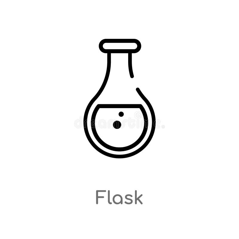 Outline Flask Vector Icon. Isolated Black Simple Line Element ...
