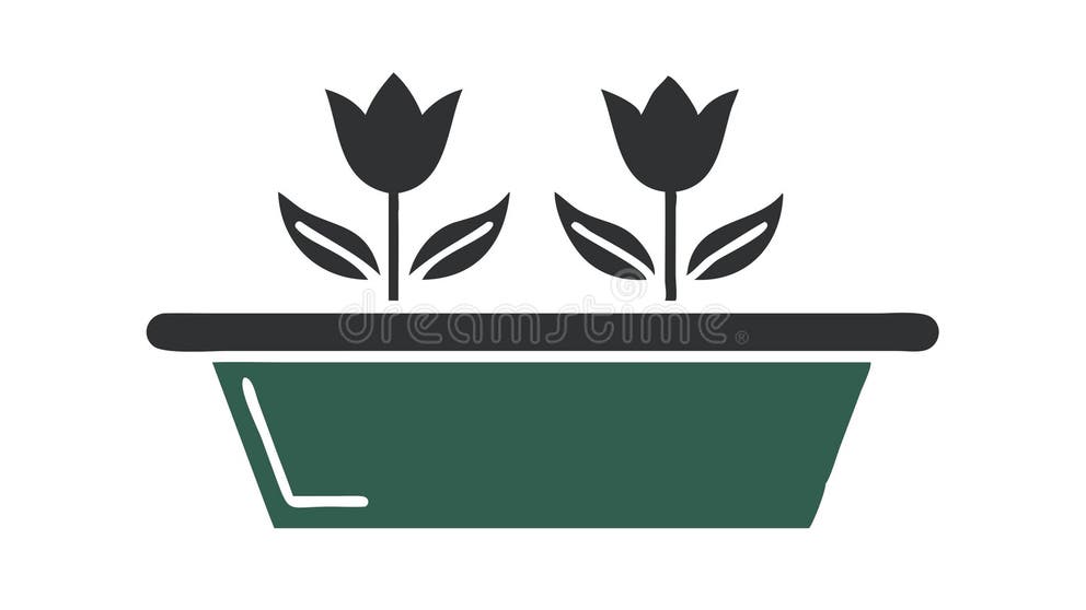 Outline Flowers in Planter Box Icon, Vector Design Generative AI Stock ...