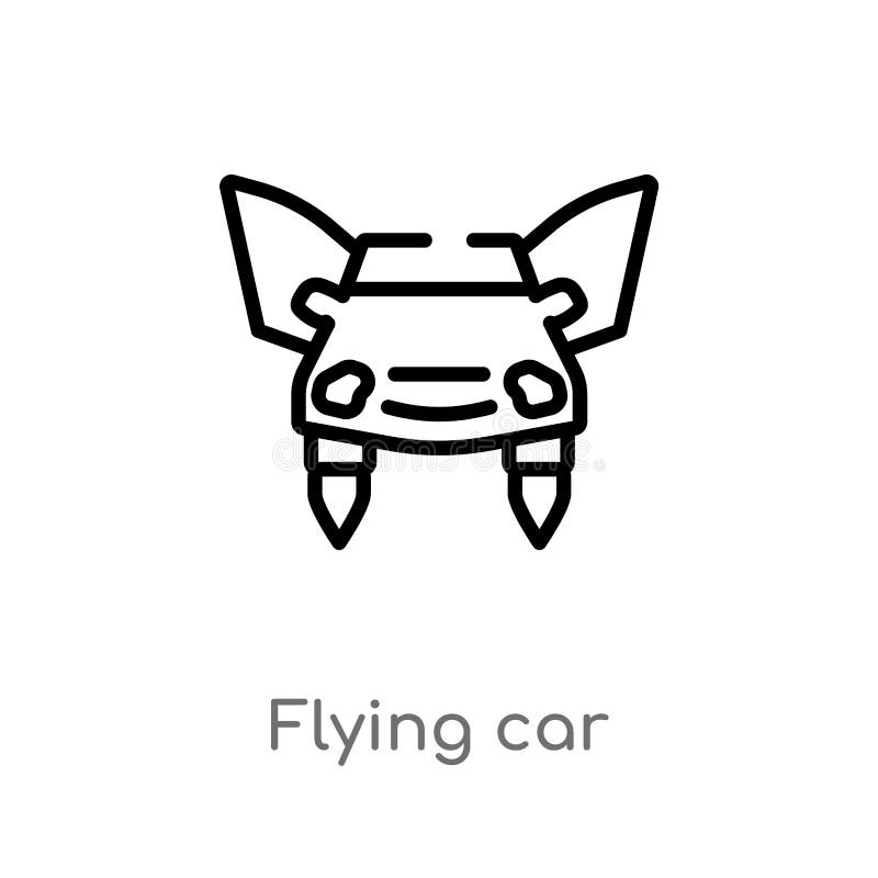 Outline Flying Car Vector Icon. Isolated Black Simple Line Element ...