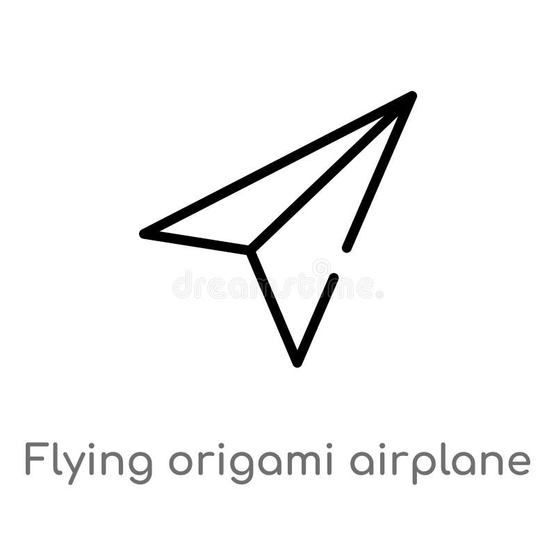 Outline Flying Origami Airplane Vector Icon. Isolated Black Simple Line ...