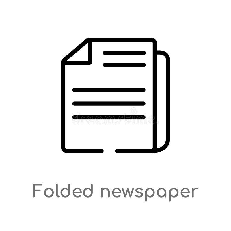 Outline Folded Newspaper Vector Icon. Isolated Black Simple Line ...