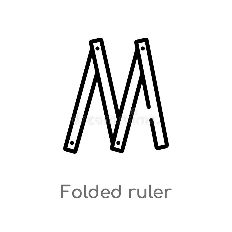 Outline Folded Ruler Vector Icon. Isolated Black Simple Line Element ...