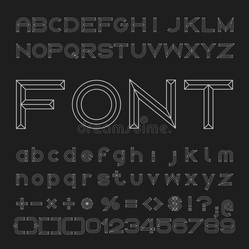 Outline Font Design, Vector Alphabet and Numbers Stock Vector ...