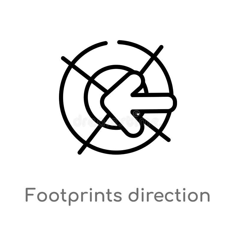 Outline Footprints Direction Sketch Vector Icon. Isolated Black Simple ...