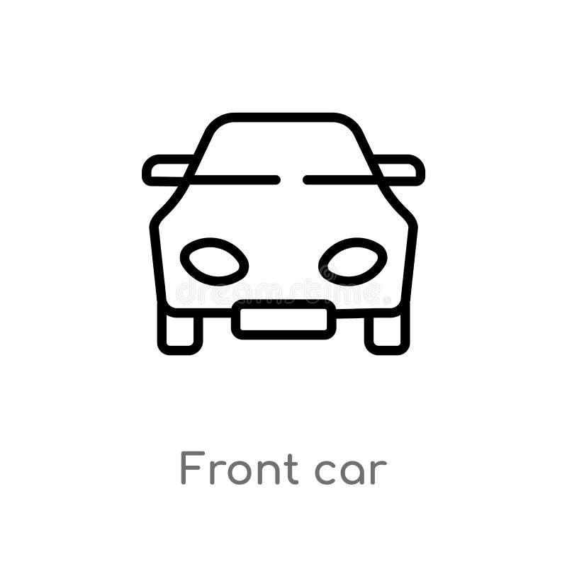 Outline Front Car Vector Icon. Isolated Black Simple Line Element ...