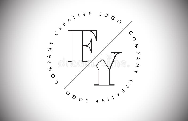 Outline Fy F Y Letter Logo with Cut and Intersected Design and Circled ...