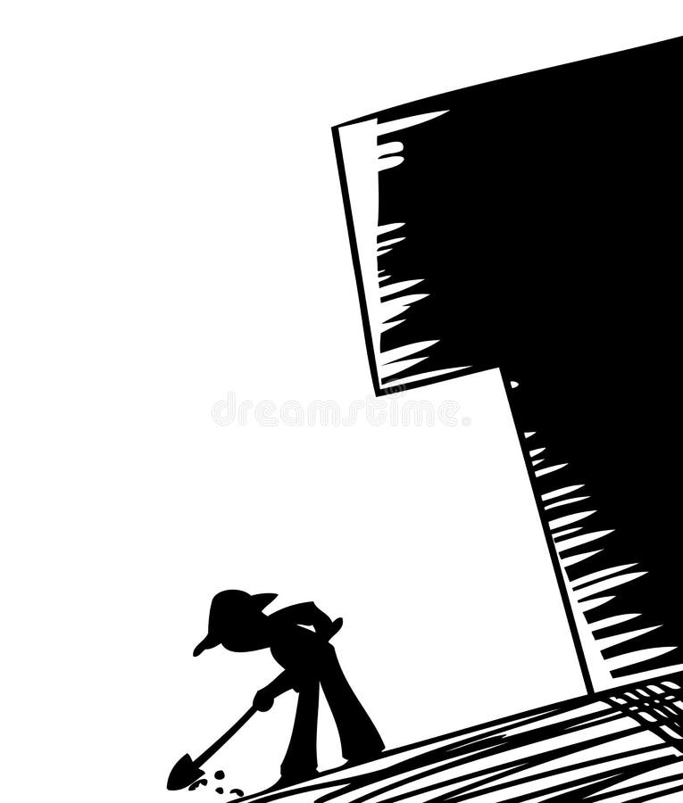 Outline of Gardener Digging Stock Illustration - Illustration of house ...