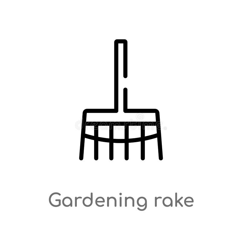 Outline Rake Vector Icon. Isolated Black Simple Line Element ...