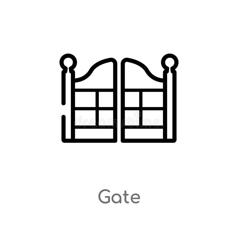 Outline Gate Vector Icon. Isolated Black Simple Line Element ...